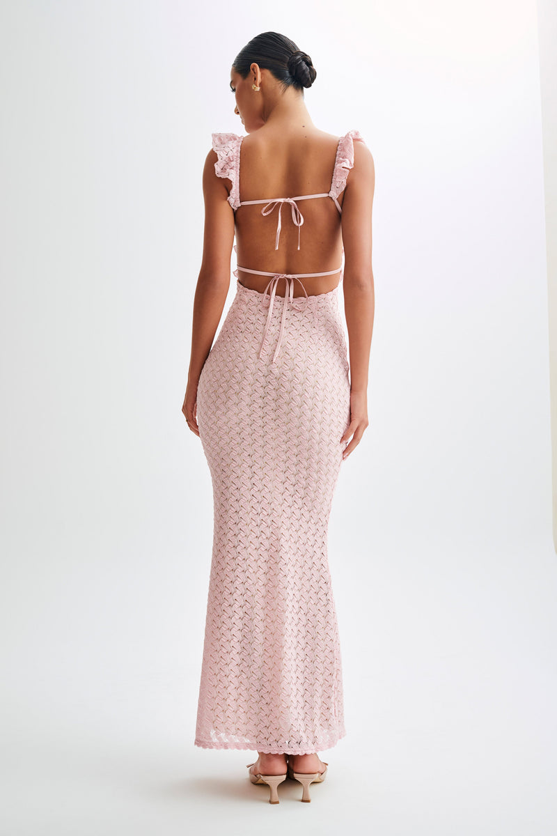 Ezra Lace Maxi Dress - Powder Pink- MESHKI U.S
