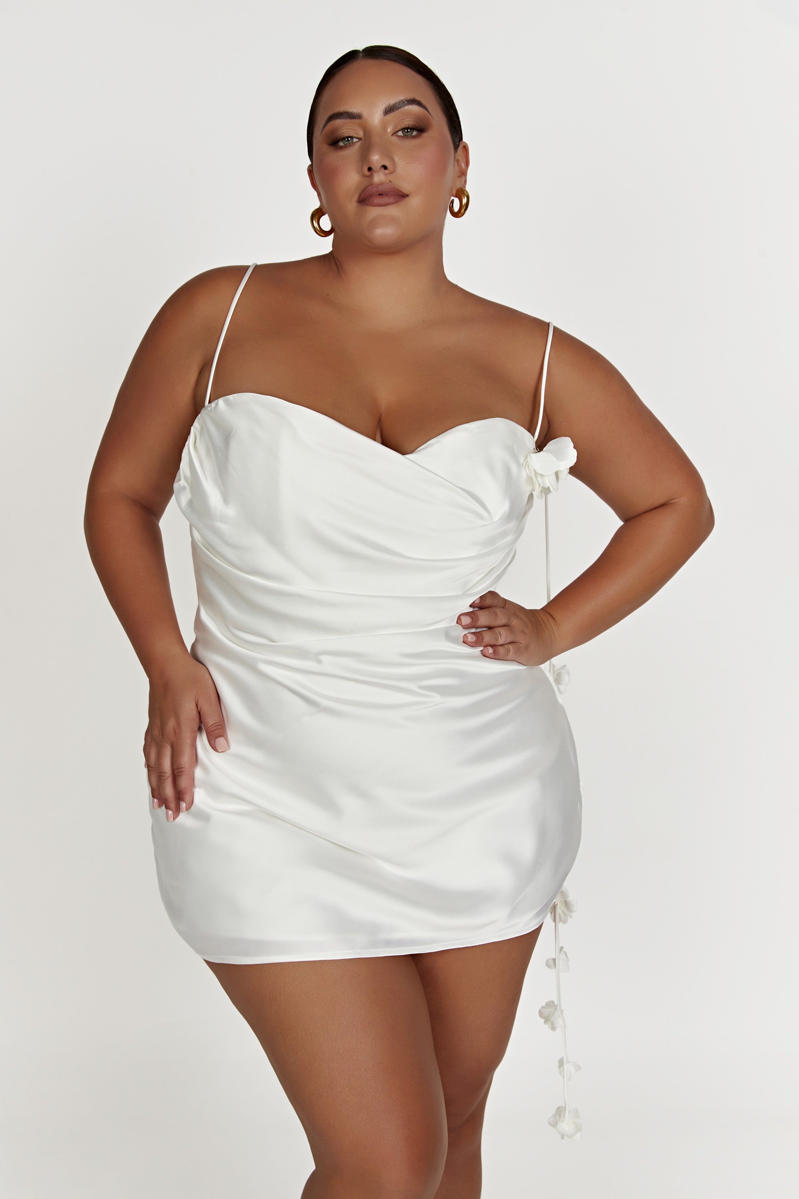 Otillie Rose Halter Mini Dress - White- MESHKI U.S