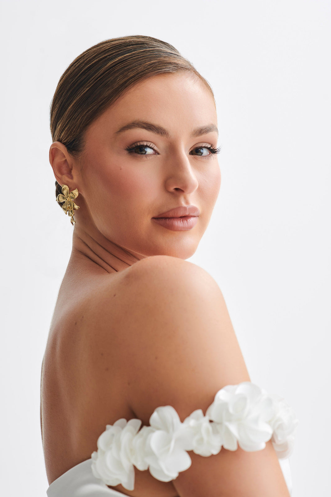 Kaitlin One Shoulder Slinky And Mesh Maxi Dress - Ivory & MESHKI US