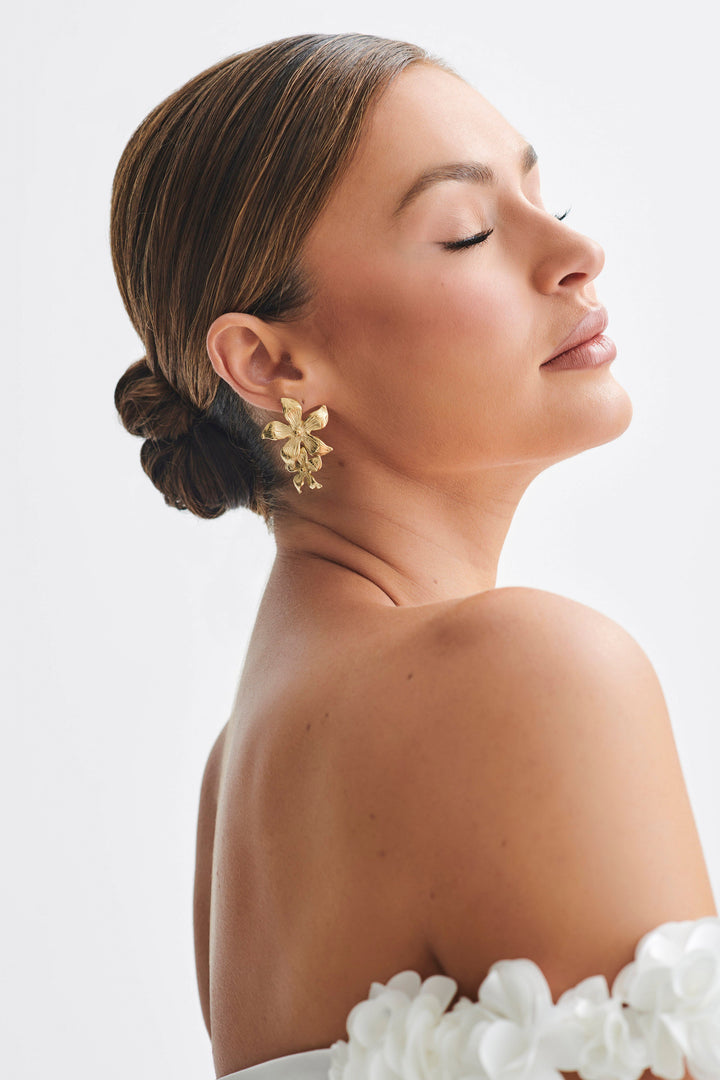 Kaitlin One Shoulder Slinky And Mesh Maxi Dress - Ivory & MESHKI US