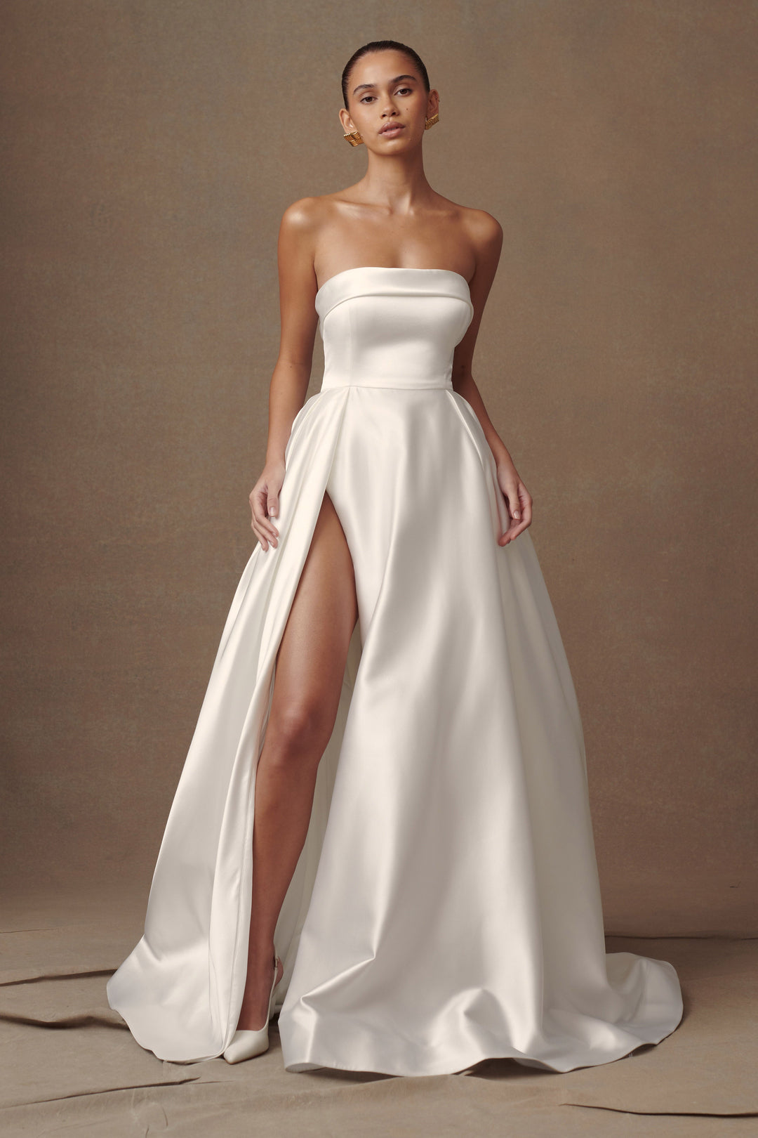 Eileen Strapless Wedding Gown - White- MESHKI U.S