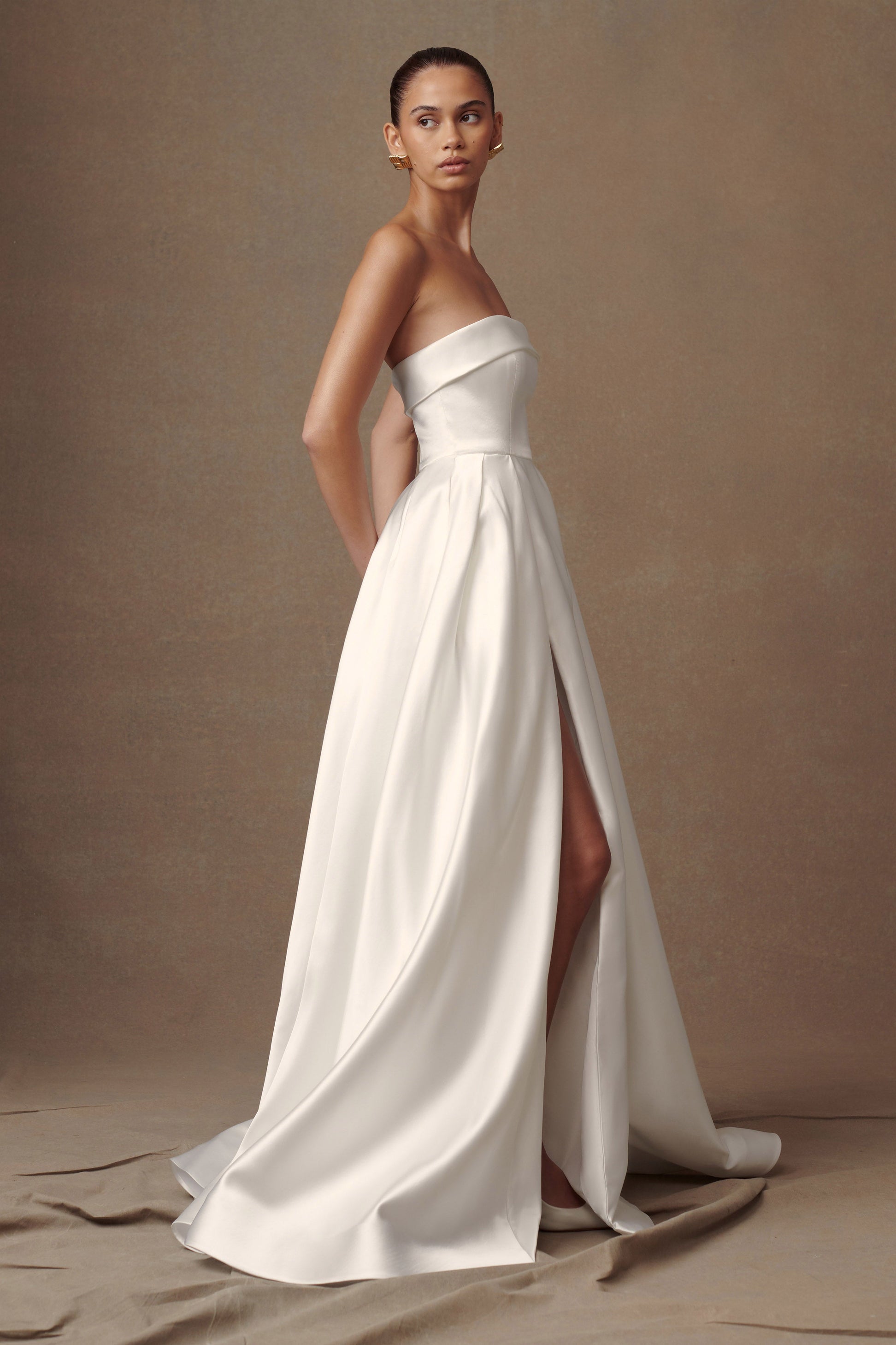 Eileen Strapless Wedding Gown - White- MESHKI U.S