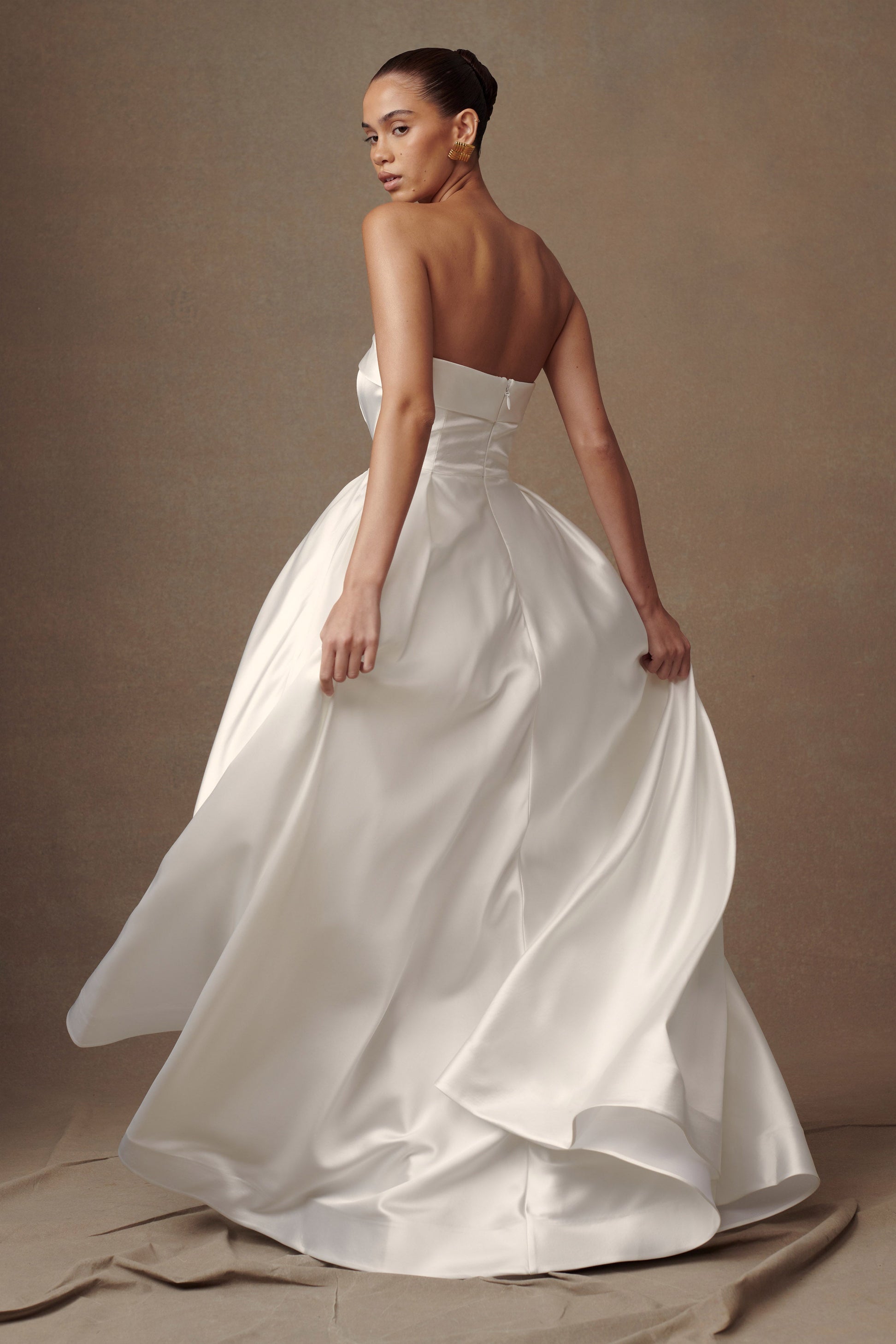 Eileen Strapless Wedding Gown - White- MESHKI U.S