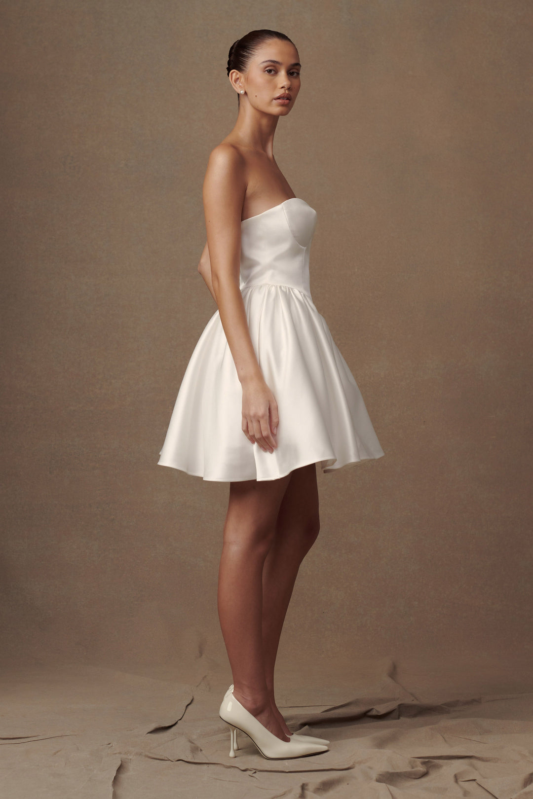 Hollie Structured Corset Mini Dress - White- MESHKI U.S