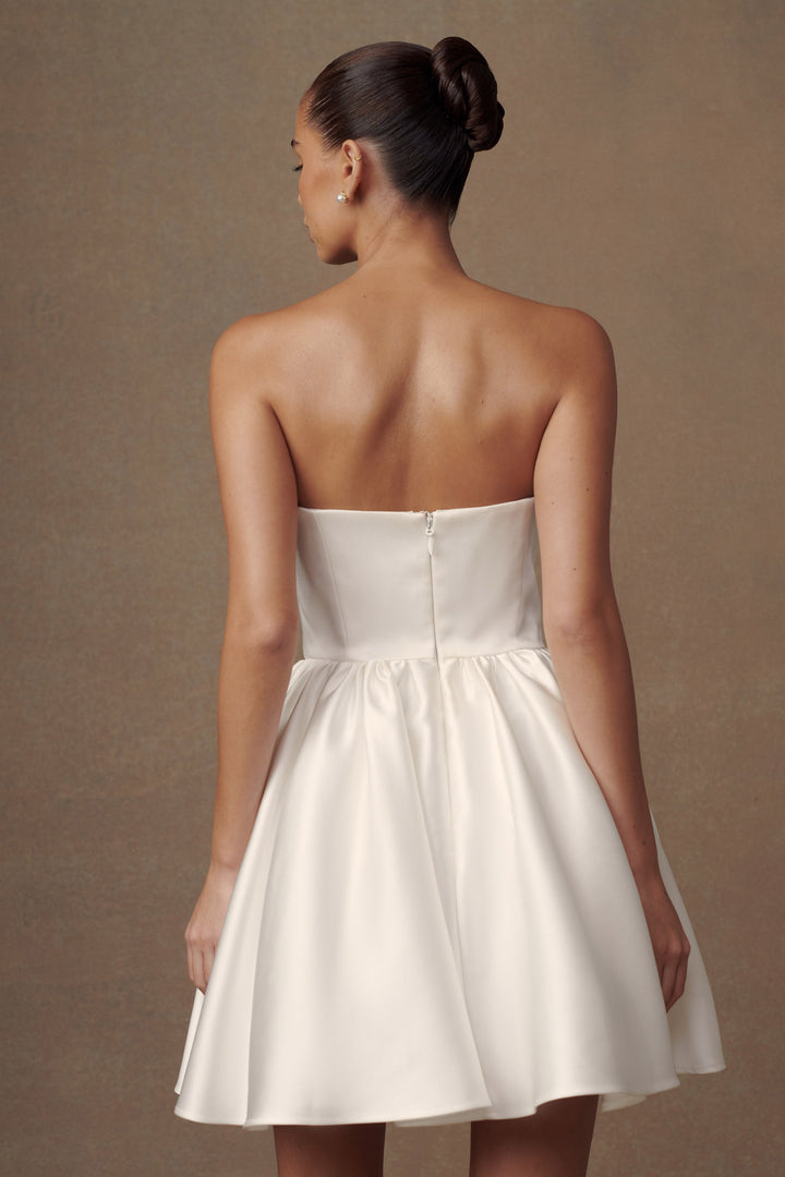 Hollie Structured Corset Mini Dress - White - MESHKI U.S