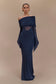 Kaitlin One Shoulder Slinky And Mesh Maxi Dress - Midnight Blue & MESHKI US