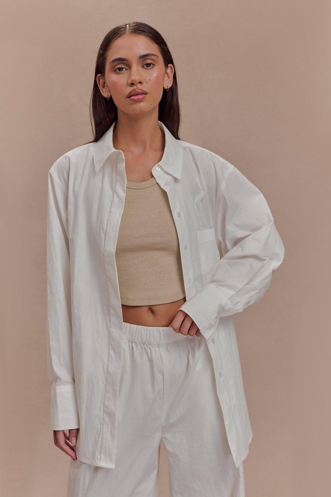 Campbell Cotton Wide Leg Pants - White & MESHKI US