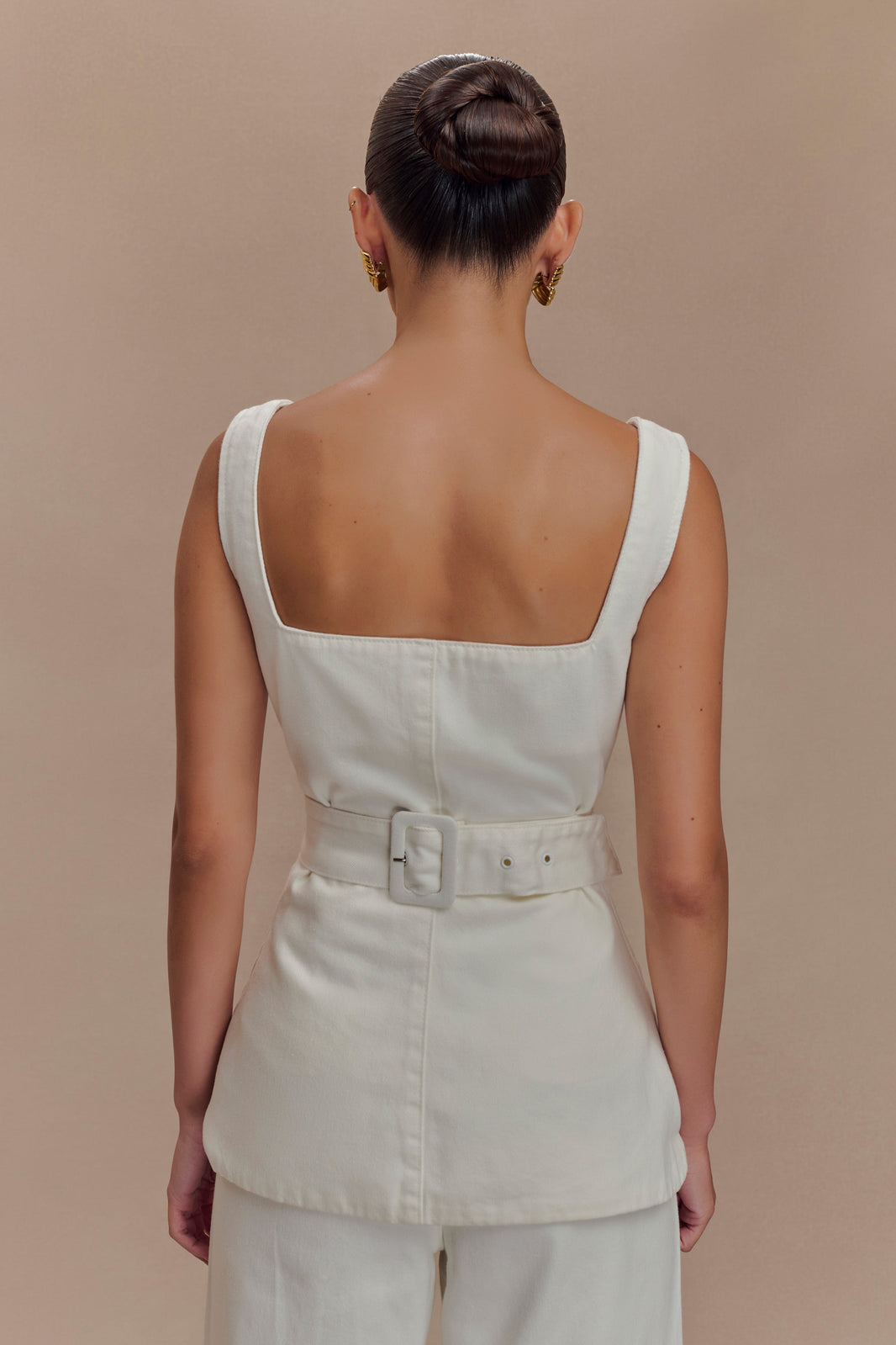 Kaitlyn Cropped Wide Leg Jeans - White & MESHKI US