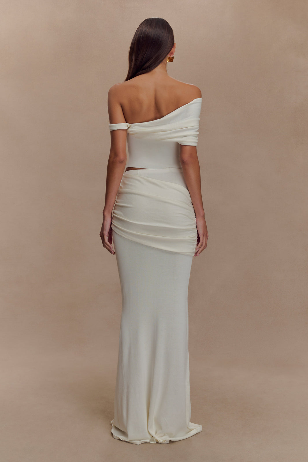 Irene Gathered Knit Top - Ivory & MESHKI US