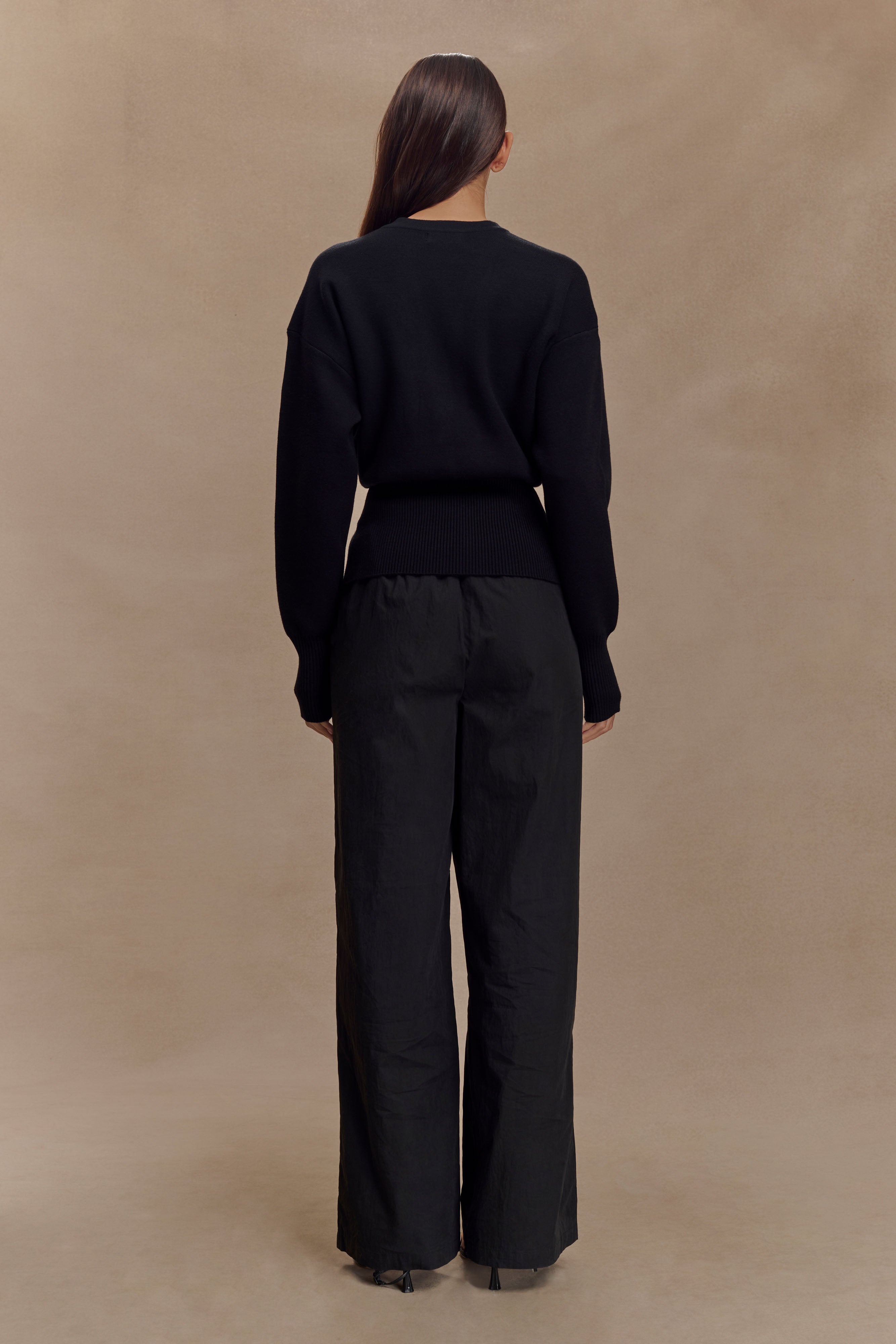 Campbell Cotton Wide Leg Pants - Black & MESHKI US