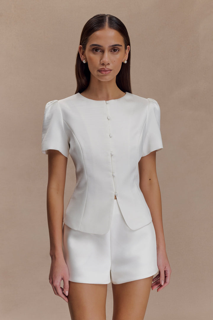 Anne Satin Mini Short - White & MESHKI US