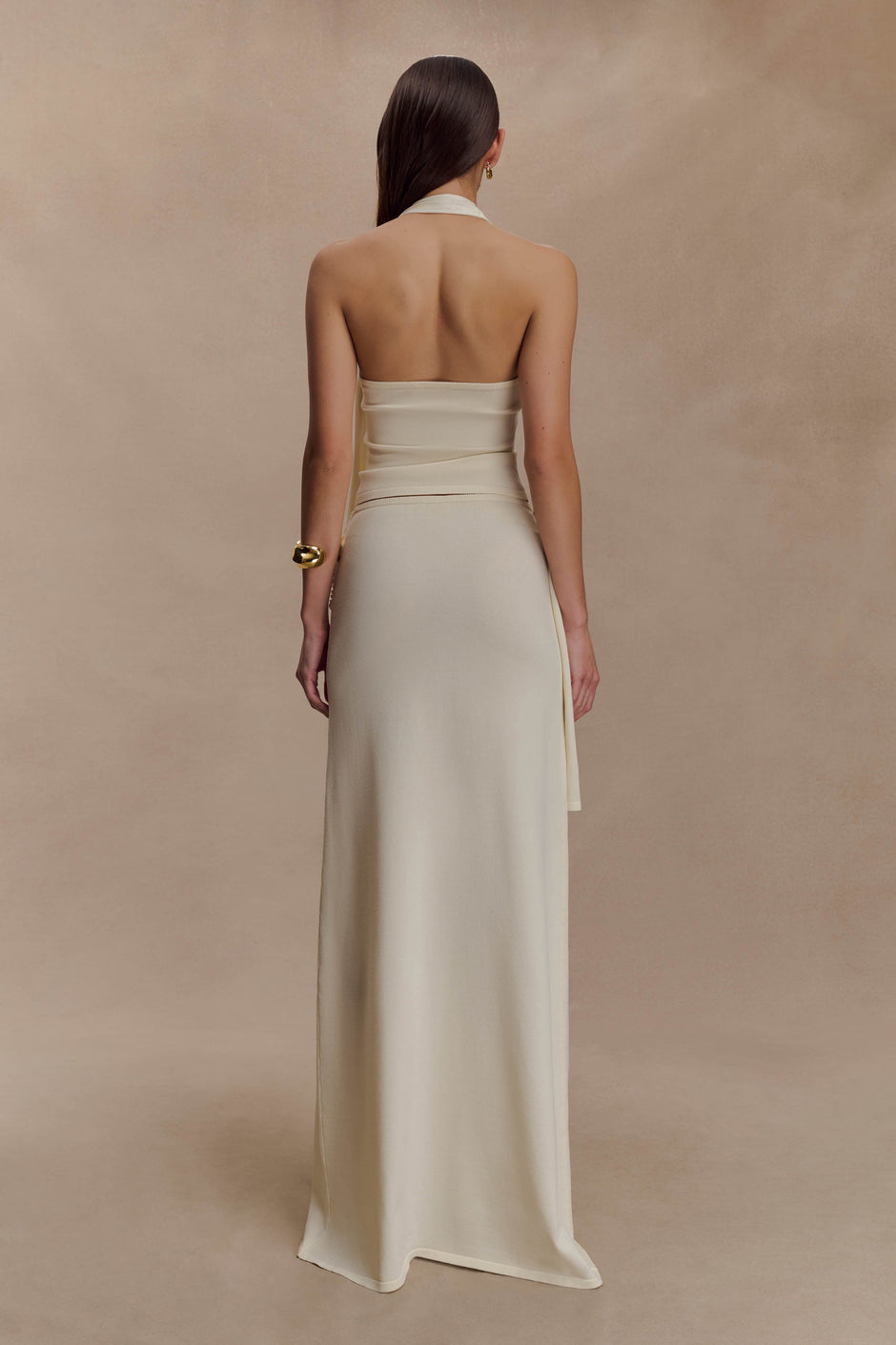 Xanthia Knit Halter Top - Ivory & MESHKI US