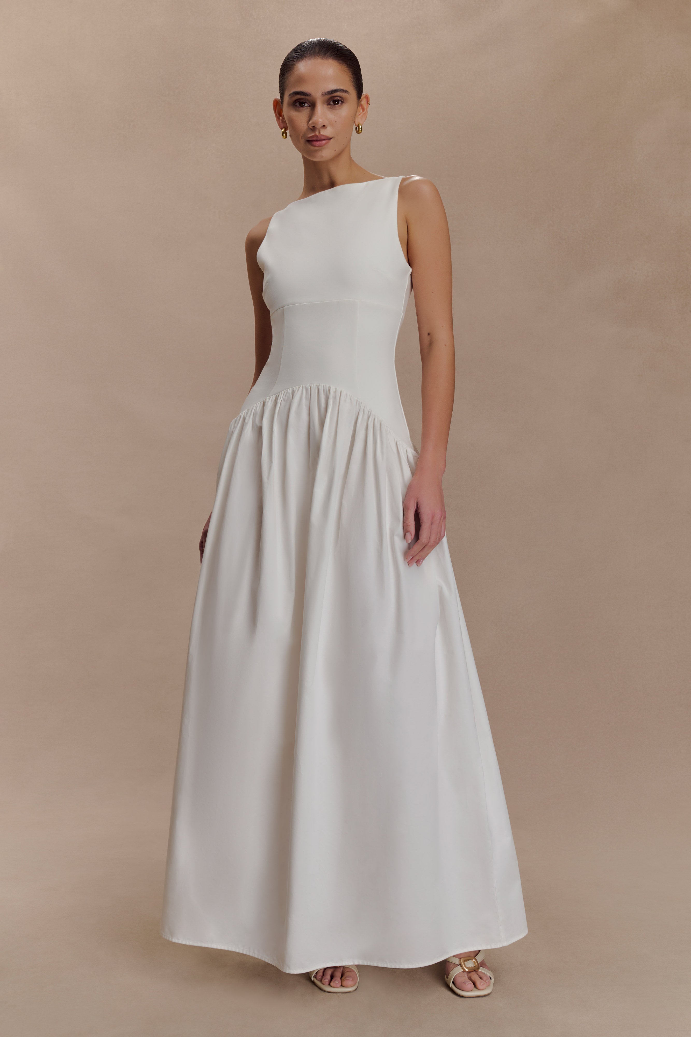 Acacia Contrast Sleeveless Maxi Dress - White & MESHKI US