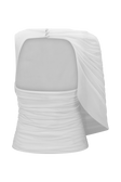 Pruedance Slinky Draped Top With Mesh Overlay - White & MESHKI US