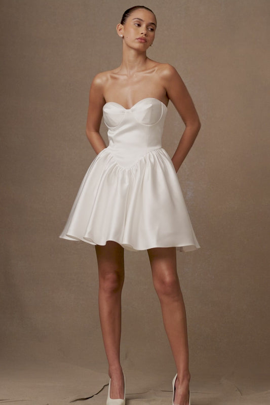 Charmed Satin Bow Heel - White & MESHKI US